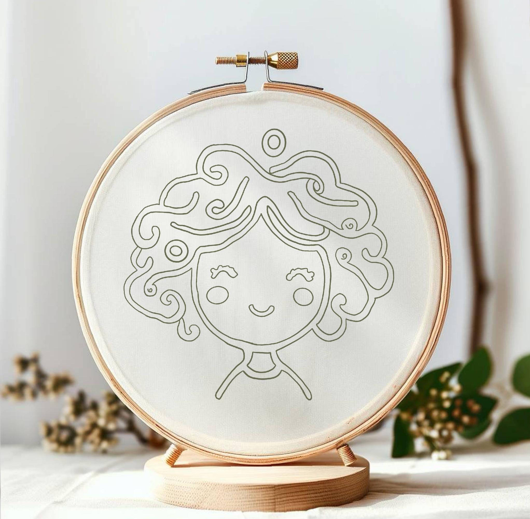 Printable Happy Girl Hand Embroidery Pattern Design PDF Files Instant ...