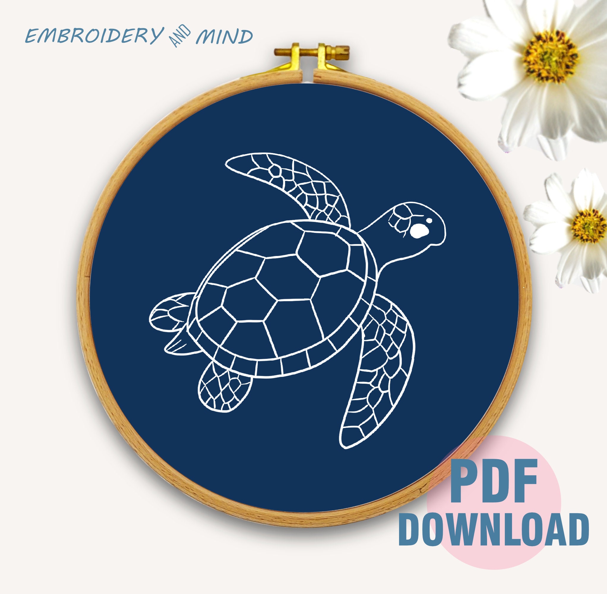 Sea Turtle Hand Embroidery Art Pattern Digital Instant Download PDF ...