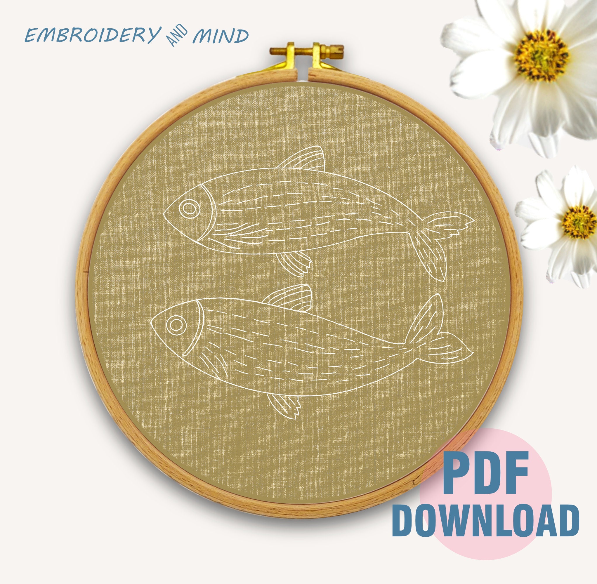 Colorful Fish Hand Embroidery Pattern, Into the Sea, PDF Embroidery ...