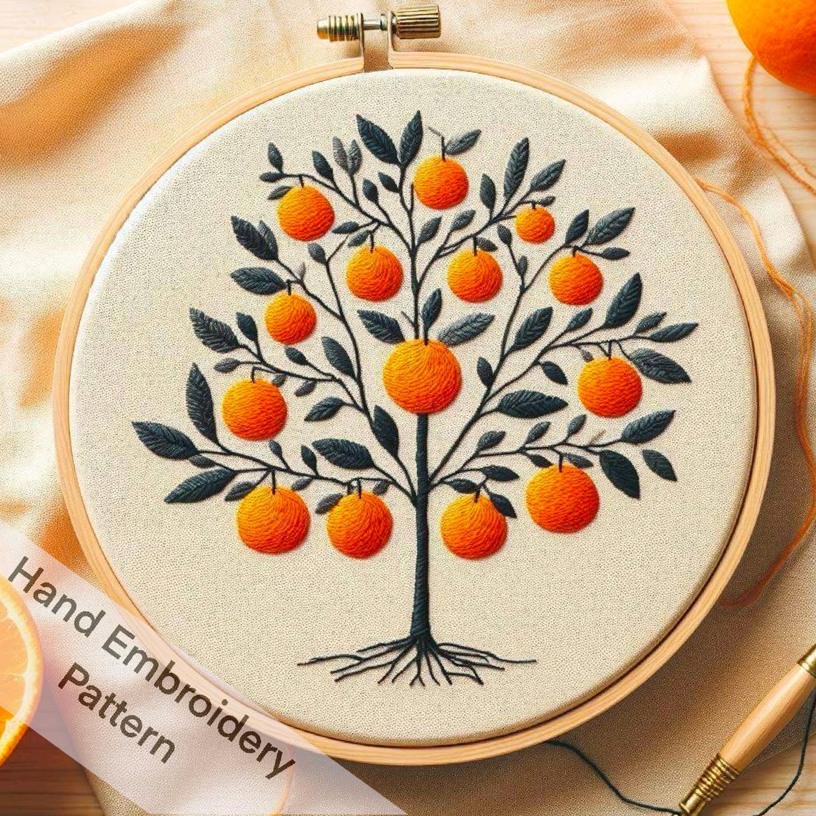 Orange Tree Hand Embroidery Pattern PDF File Instant Download, Garden ...