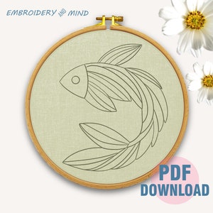 Colorful Fish Hand Embroidery Pattern Digital Download, Aquatic Life ...