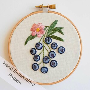 Printable Blue Berrie Hand Embroidery Pattern Digital Easy Download and ...