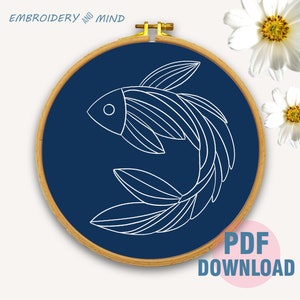 Colorful Fish Hand Embroidery Pattern Digital Download, Aquatic Life ...