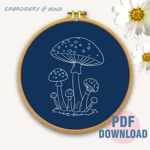 Toadstool Mushroom Hand Embroidery Patterns Design Instant Download PDF ...