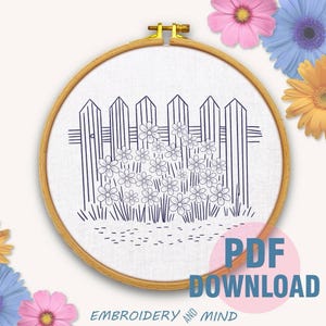 Printable Fence With Beautiful Flower Hand Embroidery Pattern PDF File ...