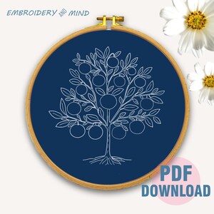 Orange Tree Hand Embroidery Pattern PDF File Instant Download, Garden ...