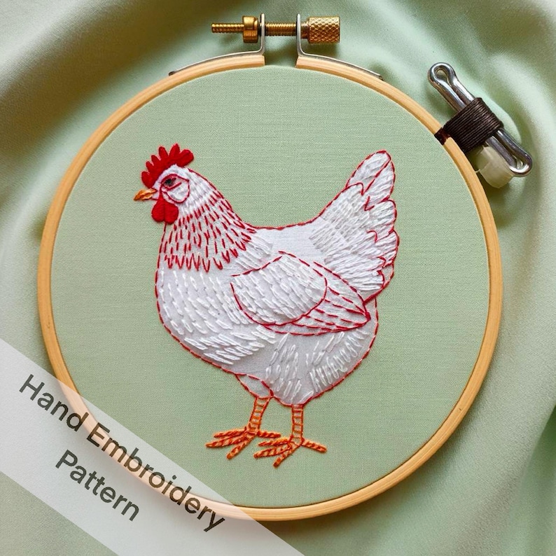 Printable Chicken Farmhouse Hand Embroidery Pattern PDF File Digital ...