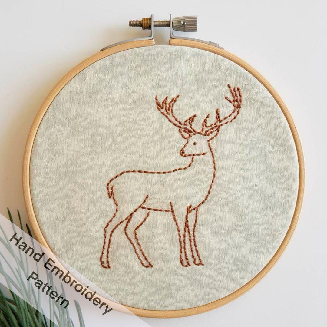 Doodle Deer Hand Embroidery Pattern: Beginner DIY Hoop Art (digital ...