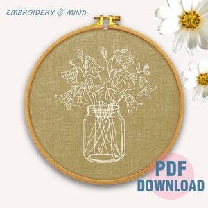 Printable Blue Bell Flowers Hand Embroidery Pattern Digital Download ...