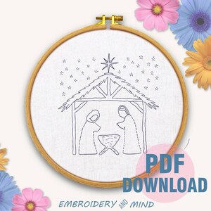 Holy Night Star Nativity Hand Embroidery Pattern Design Printable ...