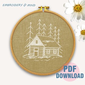 Printable Cozy Cabin Hand Embroidery Pattern Digital Download Easily ...