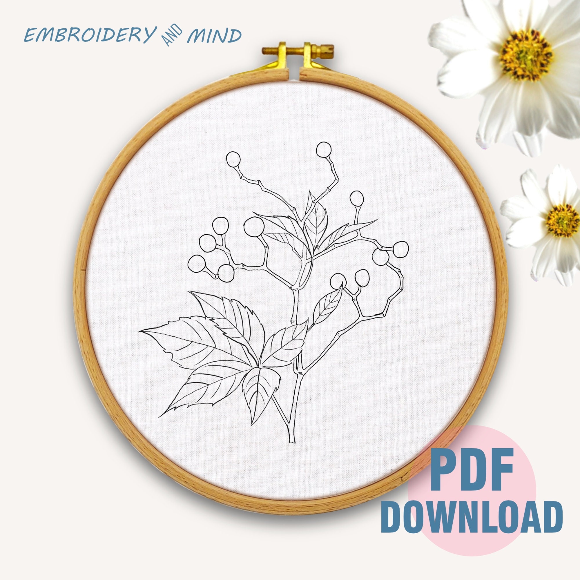 Wild Berry Hand Embroidery Pattern Digital Print, Easy Download and ...