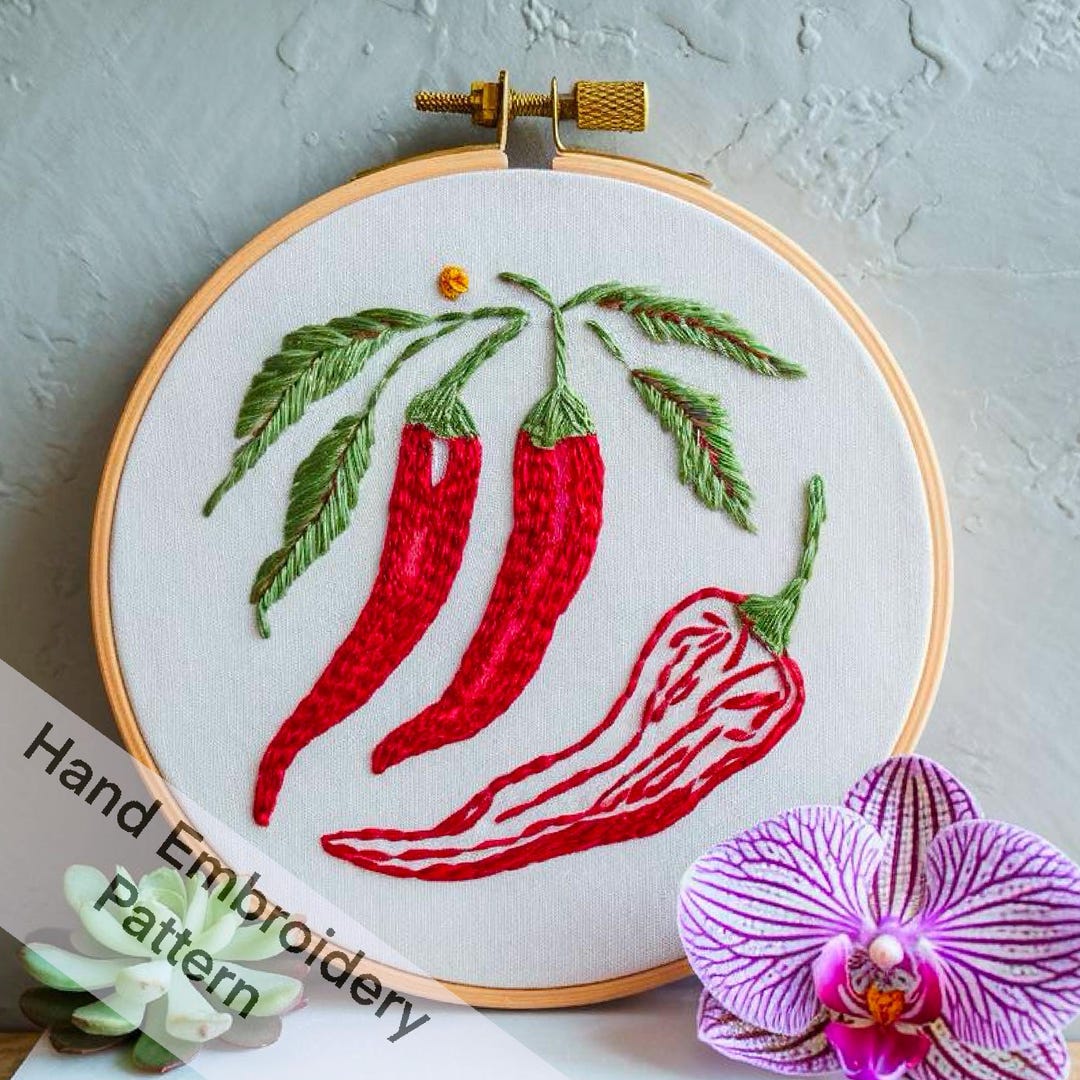 Red Chili Pepper Hand Embroidery Pattern (digital Download) - Etsy