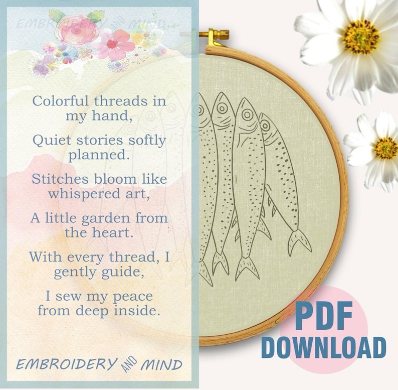 Printable Fish Hand Embroidery Pattern Design PDF File Digital Download ...