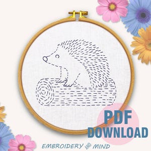 Printable Cute Hedgehog Hand Embroidery Pattern Design PDF Files ...