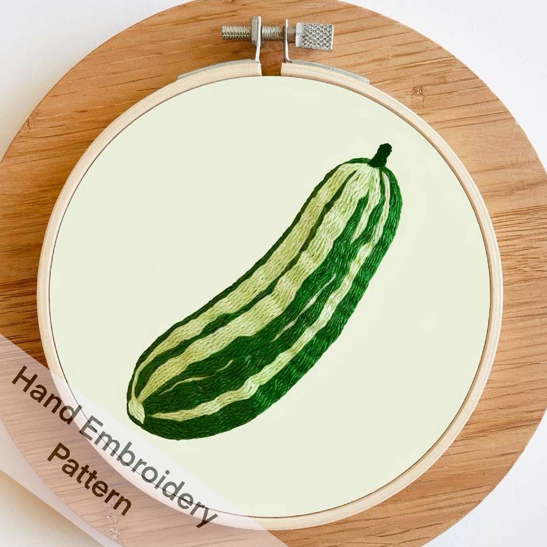 Printable Green Zucchini Hand Embroidery Pattern PDF Files Digital ...