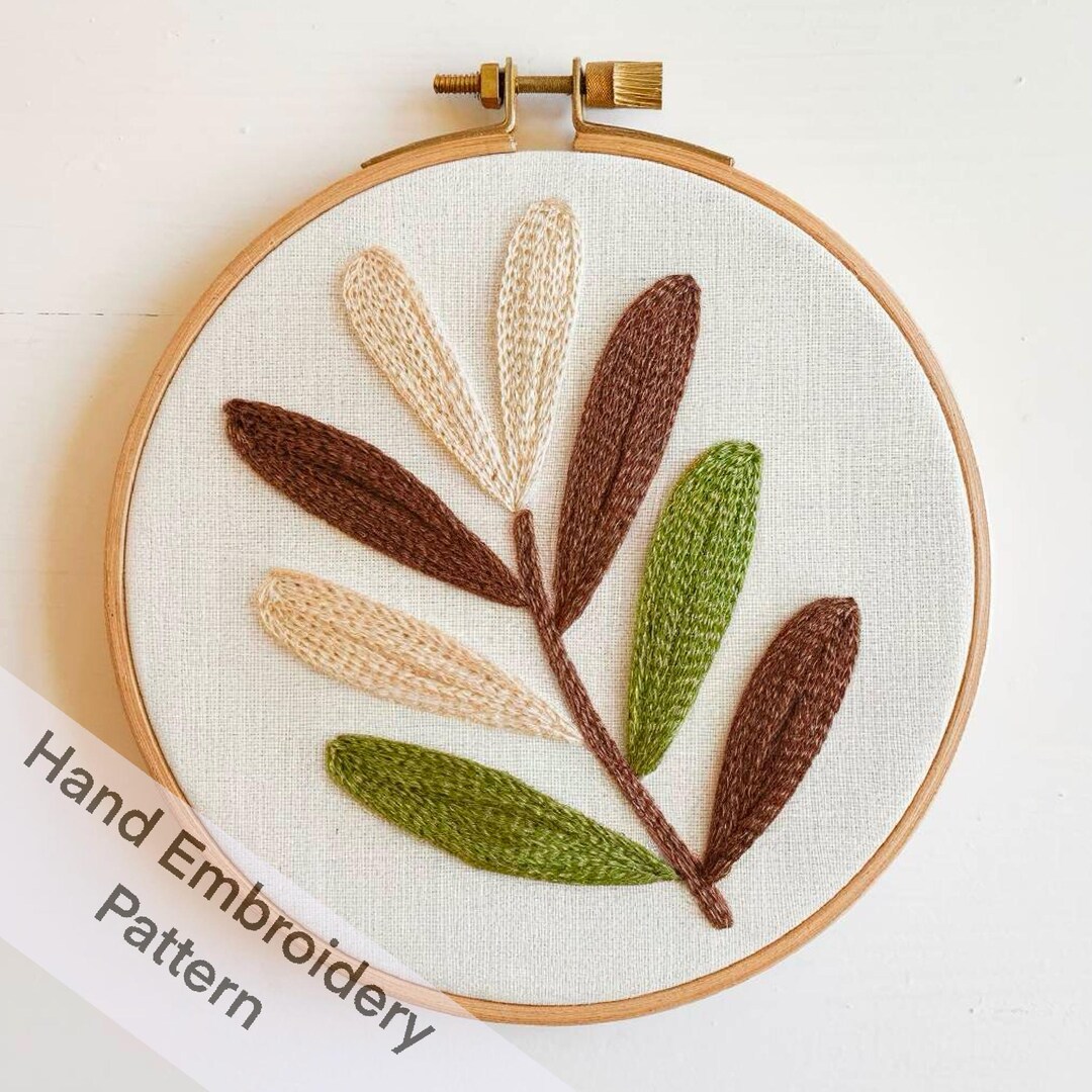 Printable Beautiful Leaf Hand Embroidery Pattern PDF Files Digital ...