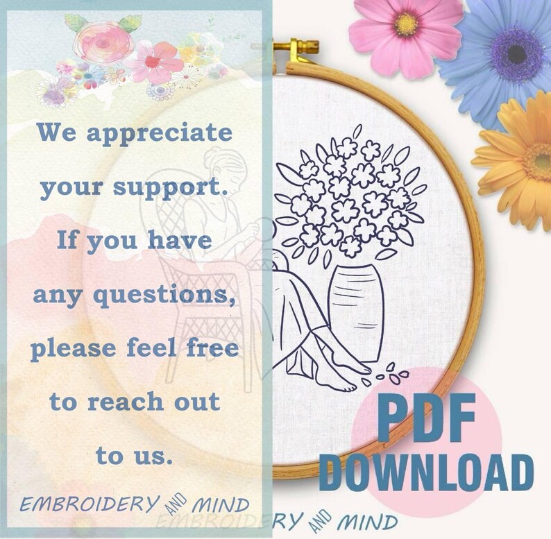 Printable Graceful Lady Doing Embroidery Hand Embroidery Pattern Lady ...