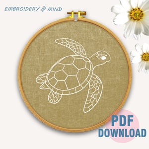 Sea Turtle Hand Embroidery Art Pattern Digital Instant Download PDF ...