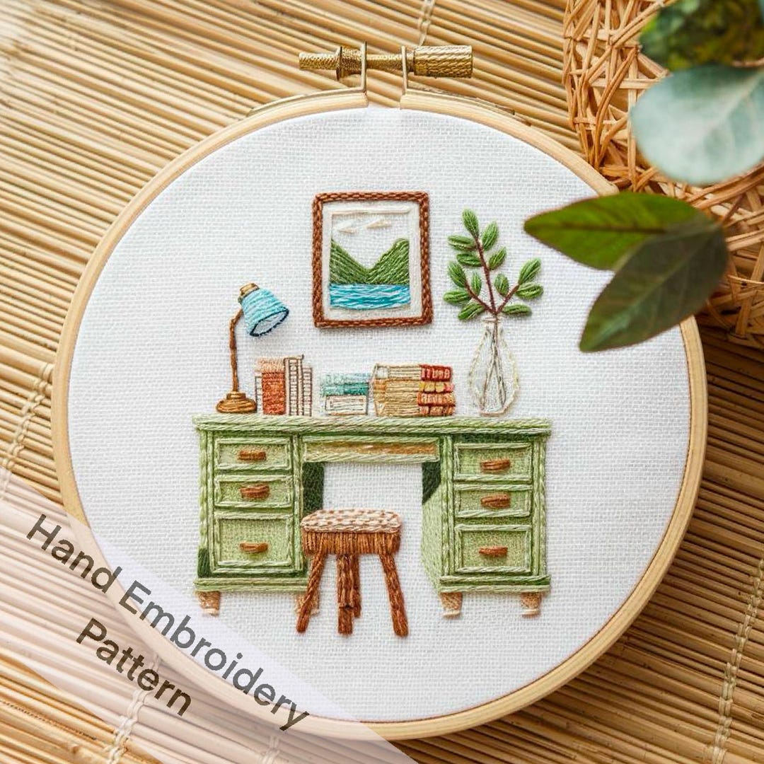 Printable Home Office Hand Embroidery Pattern PDF File Digital Download ...