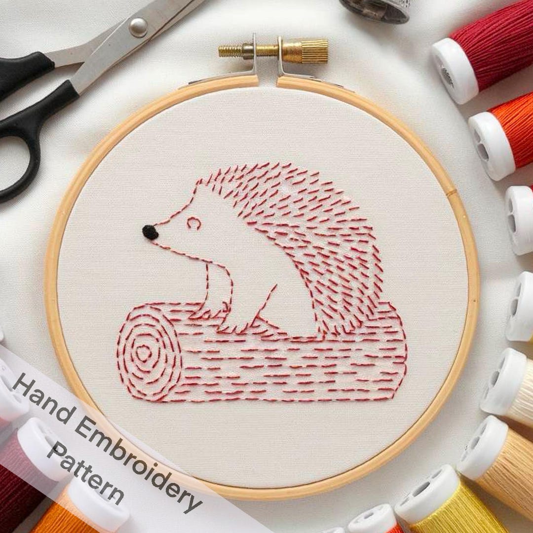 Printable Cute Hedgehog Hand Embroidery Pattern Design PDF Files ...