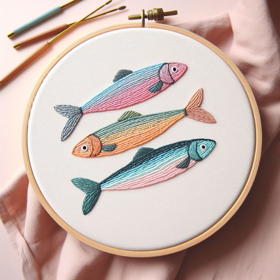 Fish Pattern, Sea World, Hand Embroidery Pattern, Digital Download ...