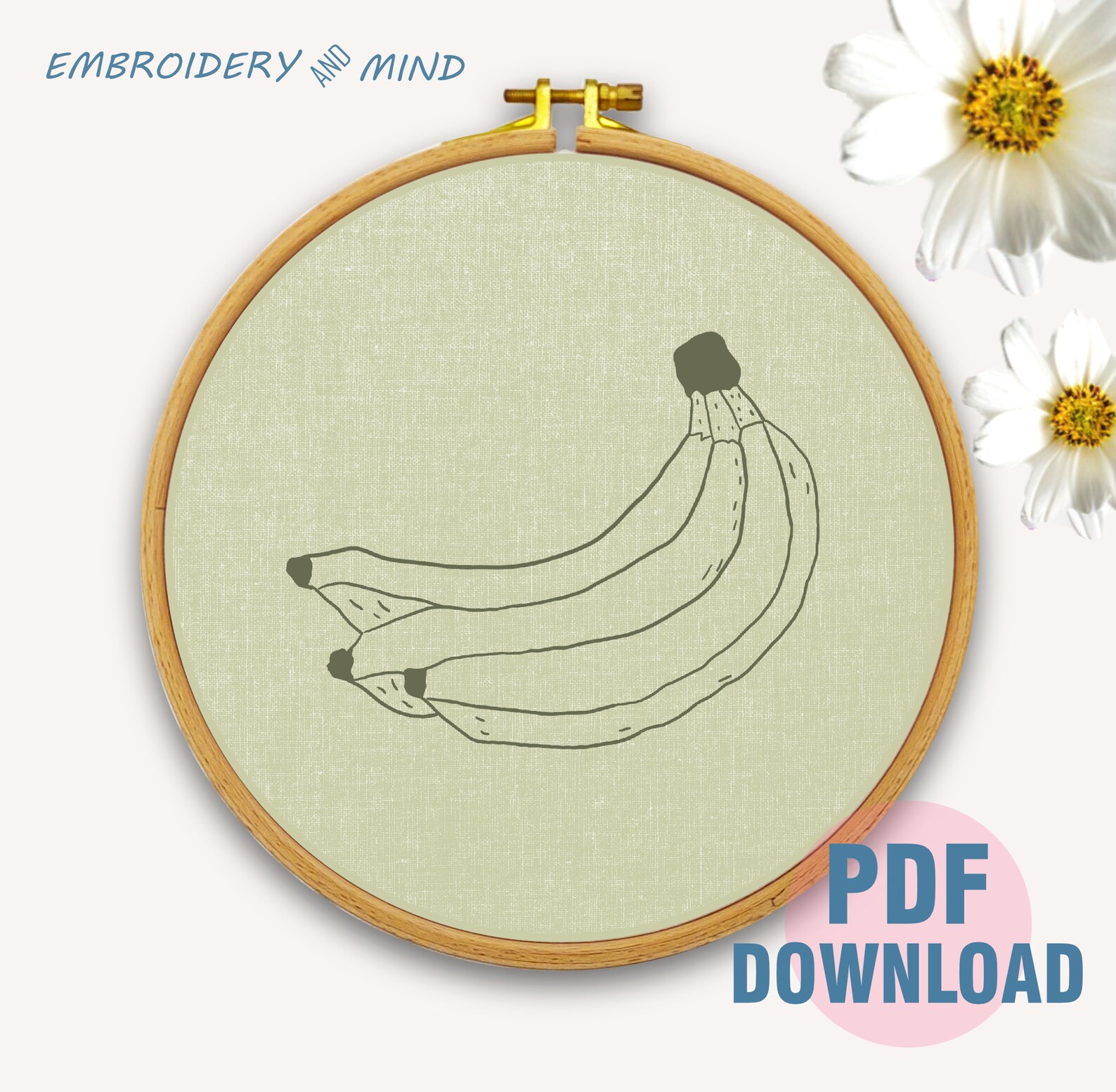 Printable Banana Embroidery Design, Fun DIY Project for Tropical Fruit ...