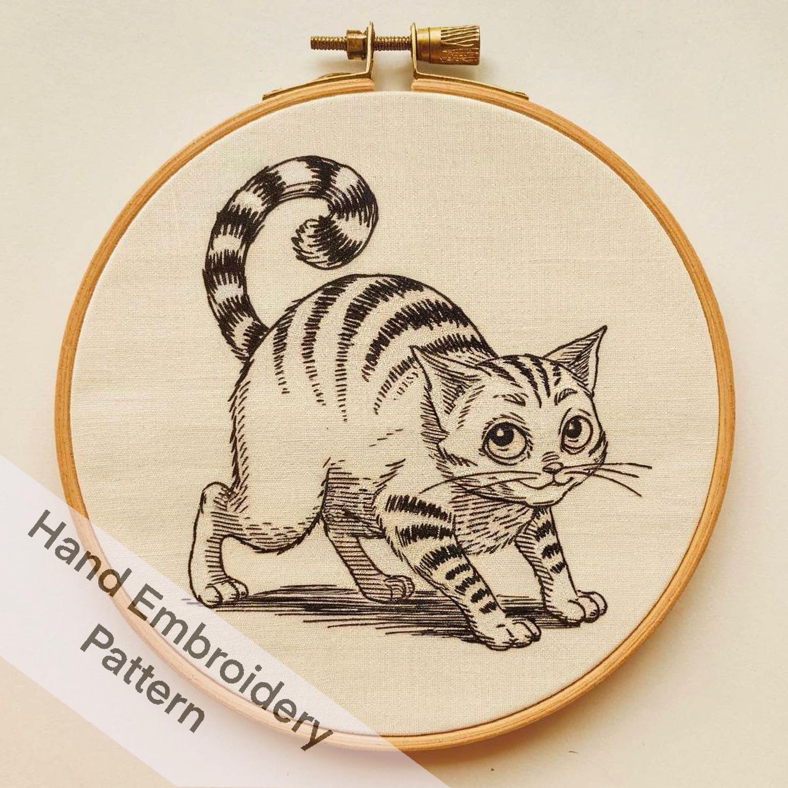 Printable Cute Cat Hand Embroidery Pattern PDF Files Digital Download ...