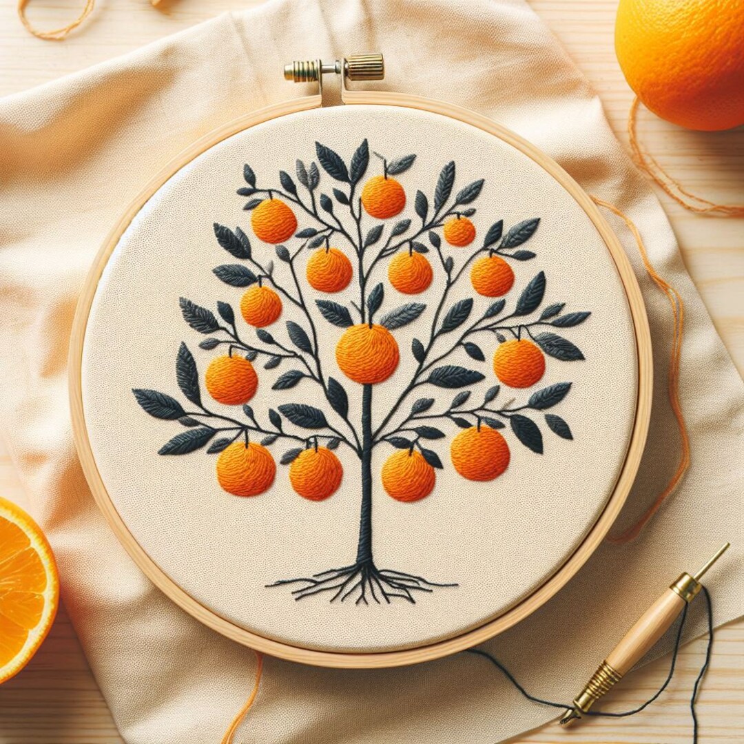 Orange Tree Hand Embroidery Pattern PDF File Instant Download, Garden ...