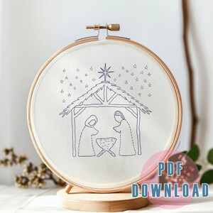 Holy Night Star Nativity Hand Embroidery Pattern Design Printable ...