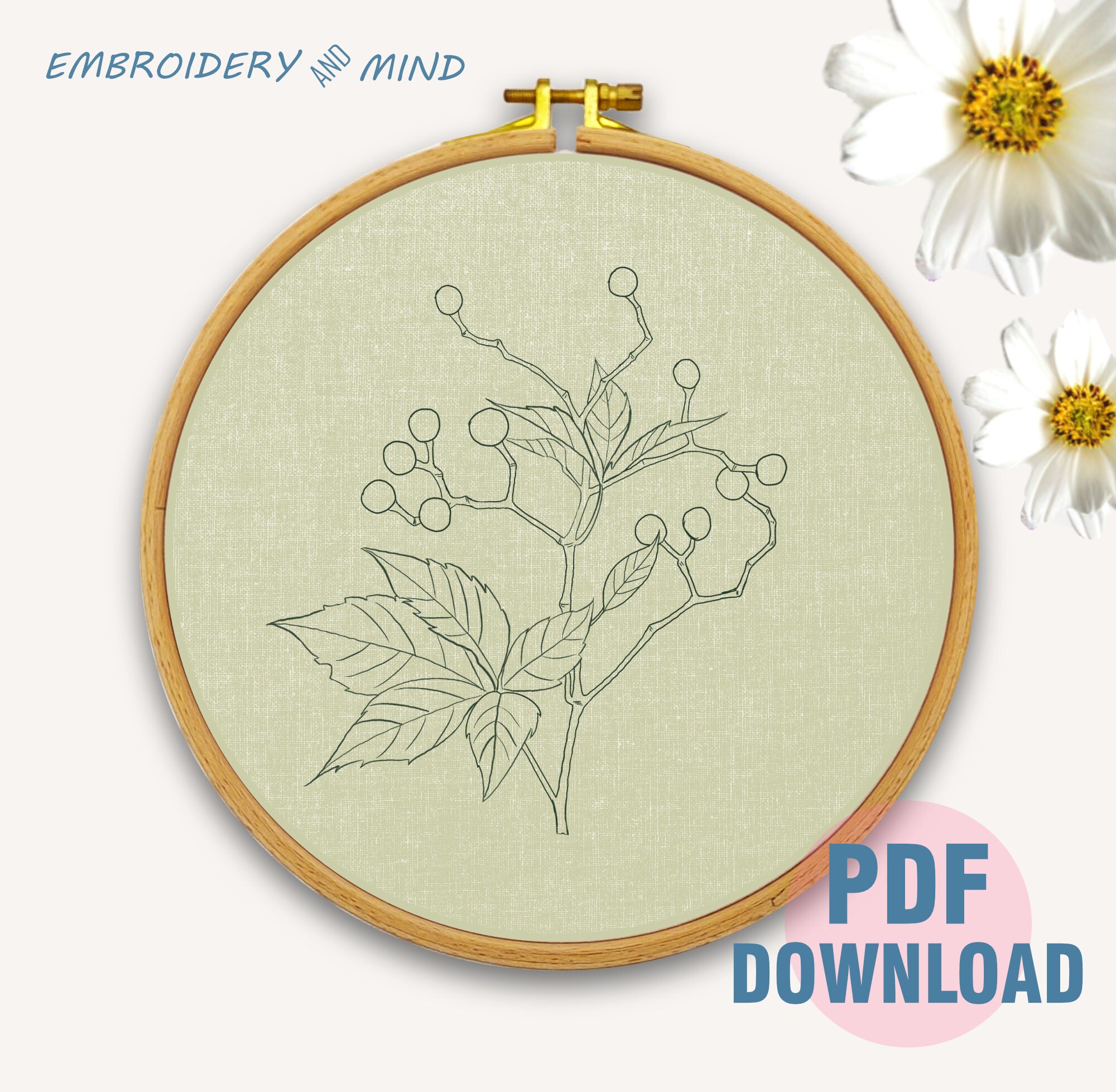 Wild Berry Hand Embroidery Pattern Digital Print, Easy Download and ...