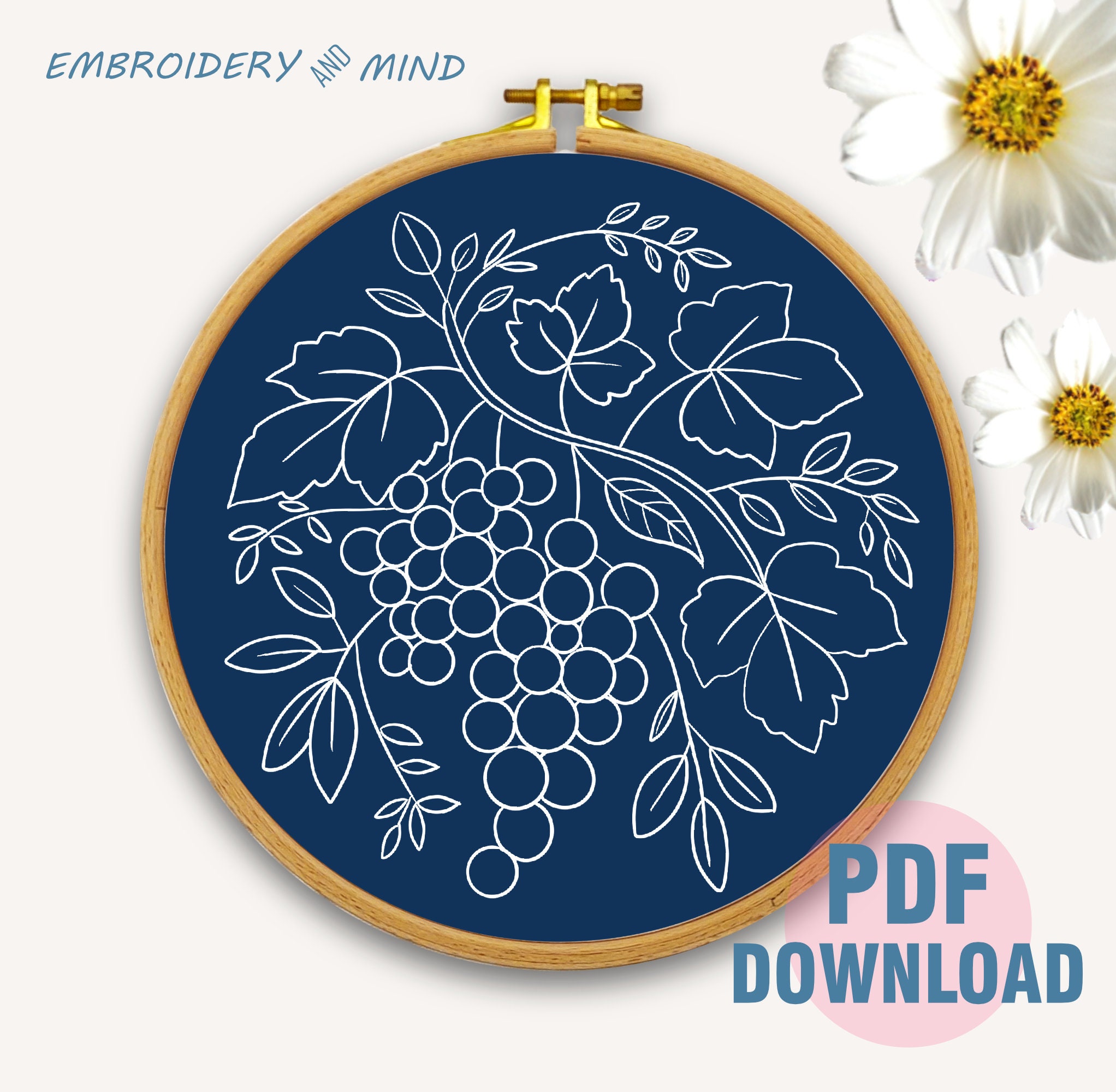 Juicy Grapes Hand Embroidered Patterns Digital Files Easy Download ...