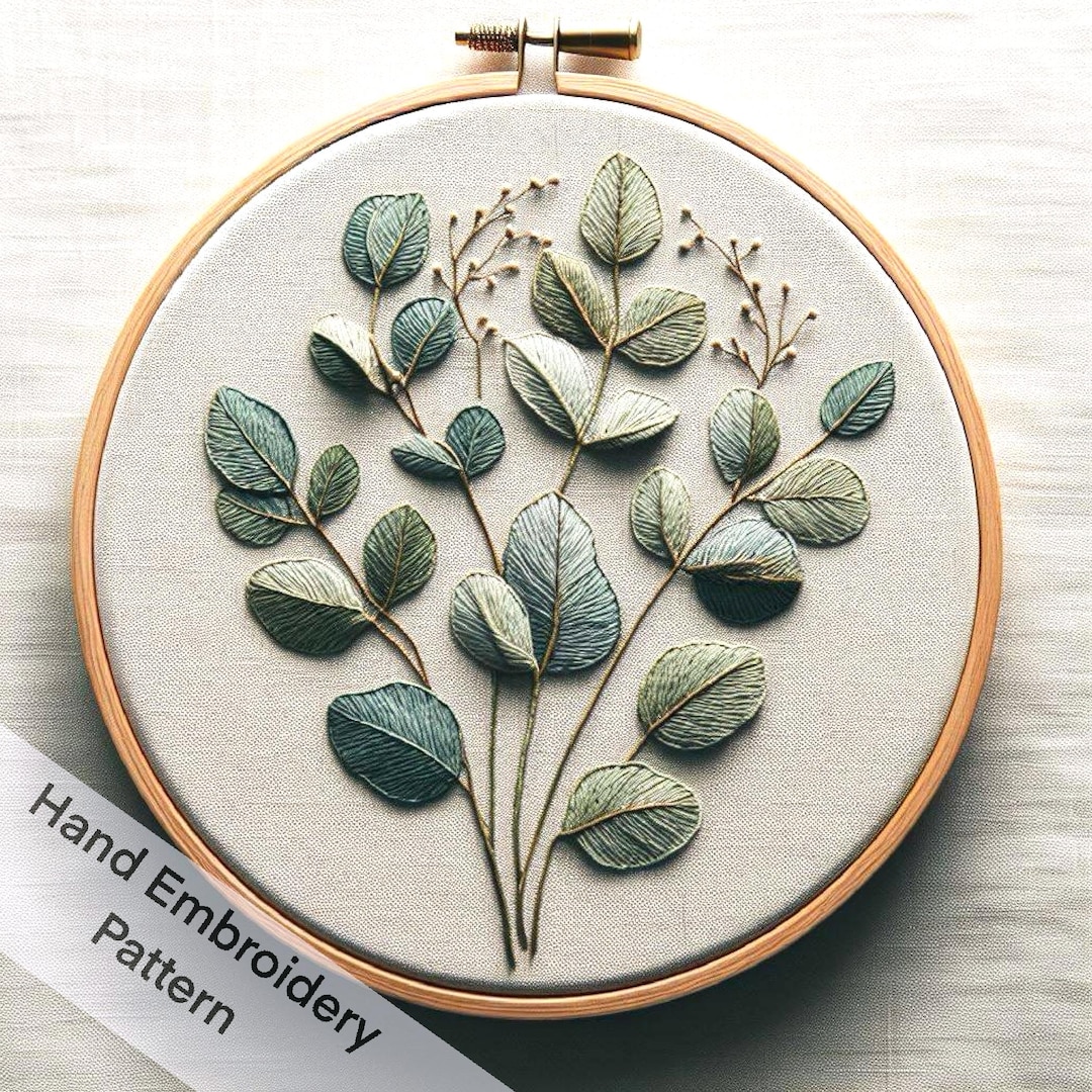 Eucalyptus Leaves Hand Embroidery Designs PDF File Instant Download ...