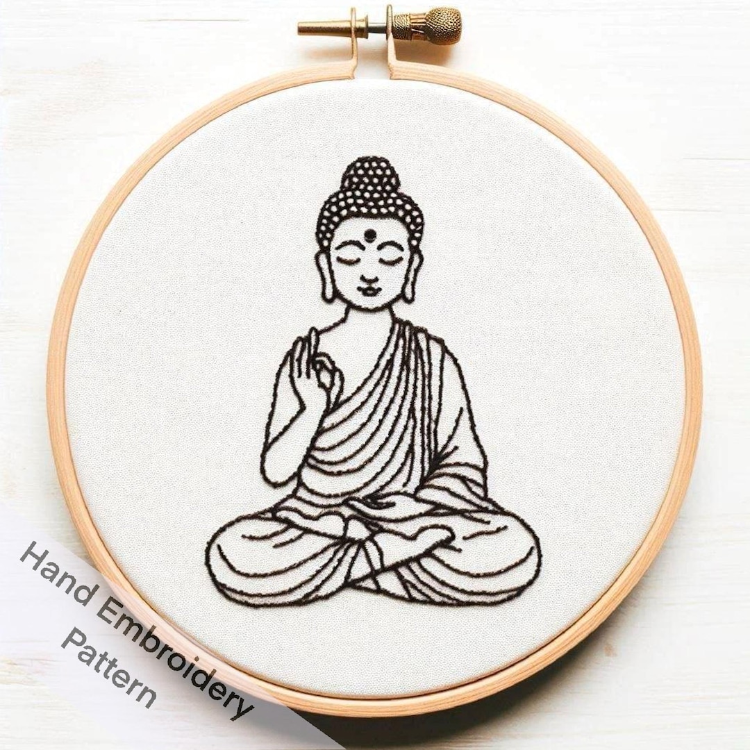Printable Buddha Mindfulness Hand Embroidery Pattern Digital Download ...