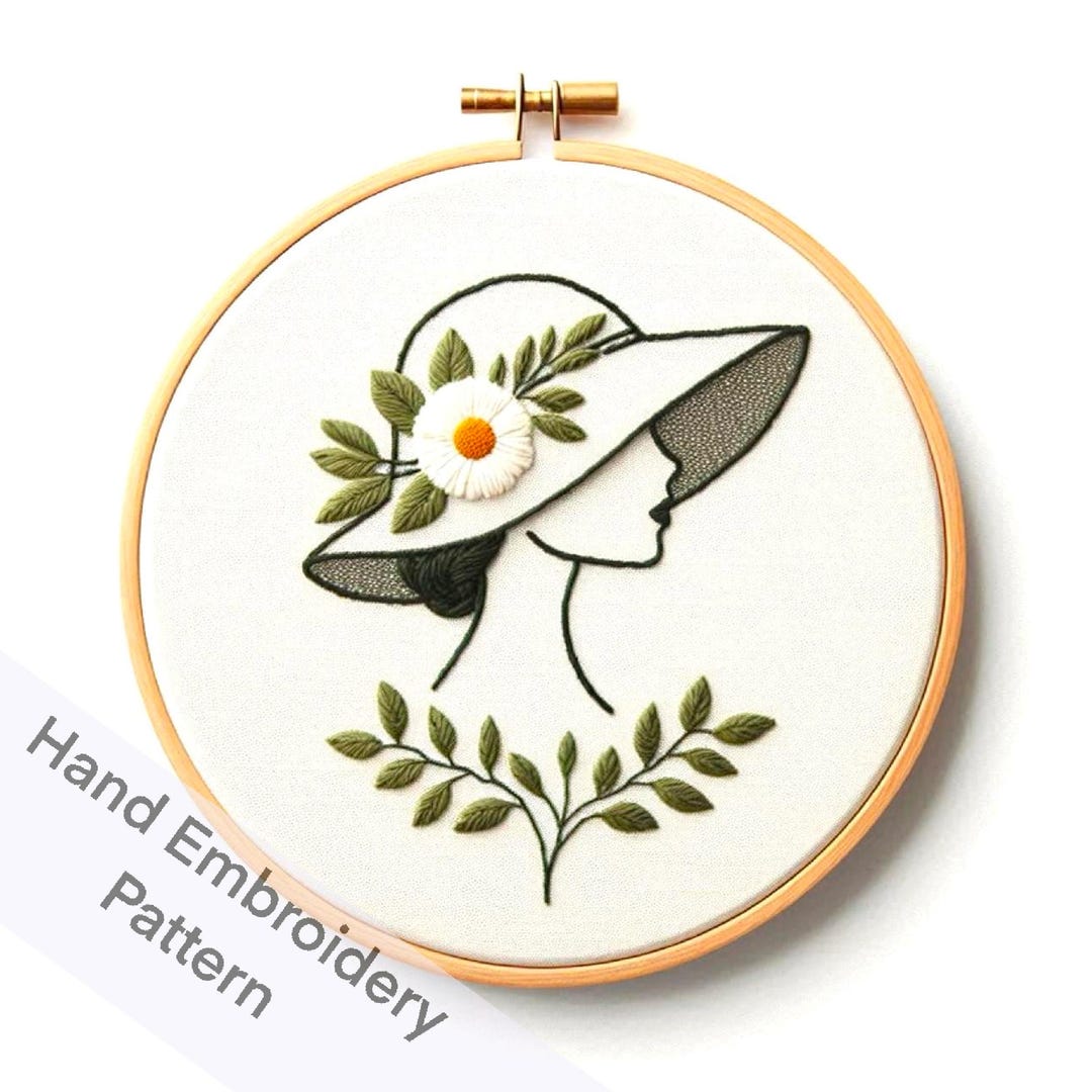 Beautiful Lady With Hat Hand Embroidery Pattern Digital Download, Easy ...