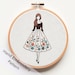 Young Lady With Elegant Dress With Flowers Hand Embroidery Pattern ...