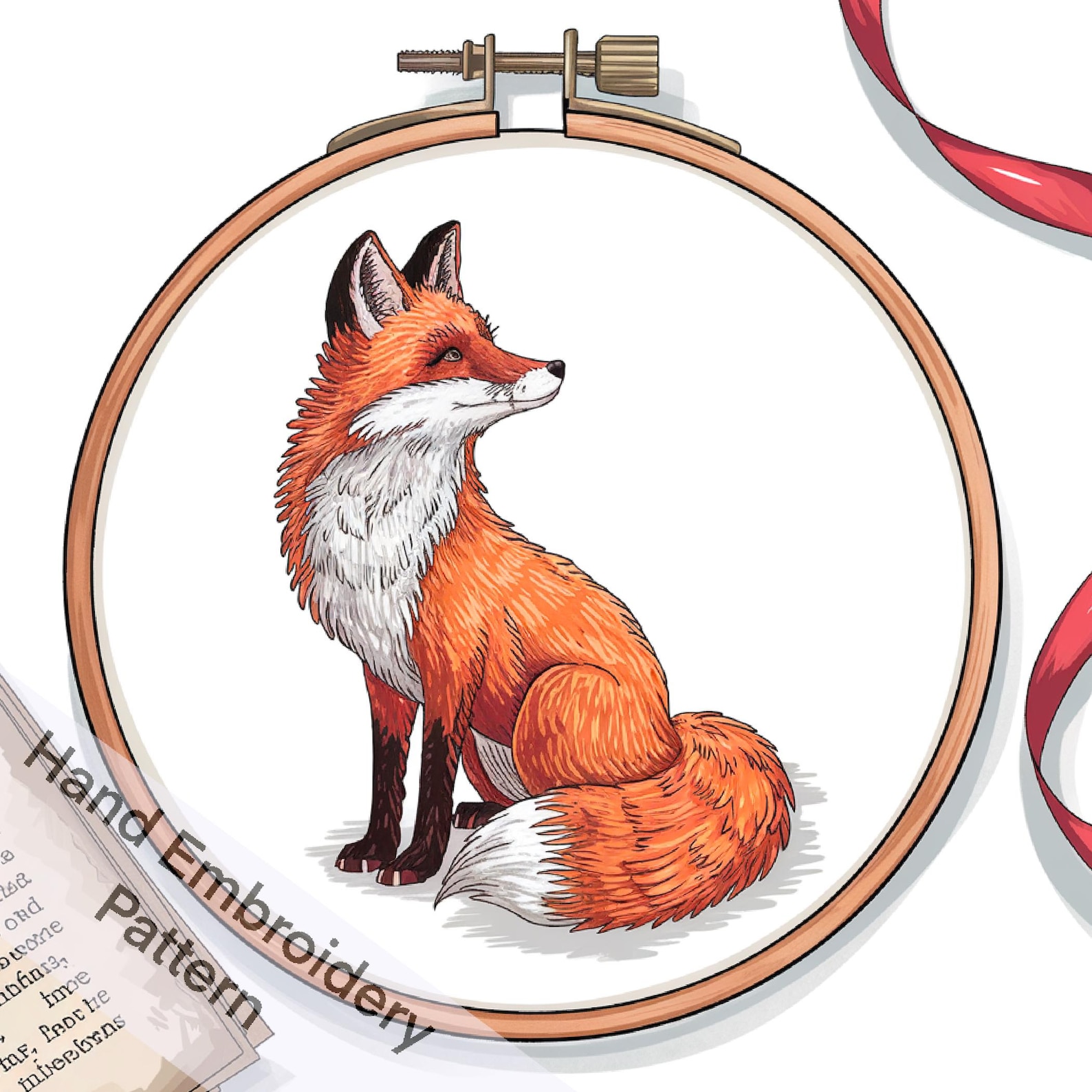 Printable Fox Hand Embroidery PDF File Digital Download. Easy Download ...
