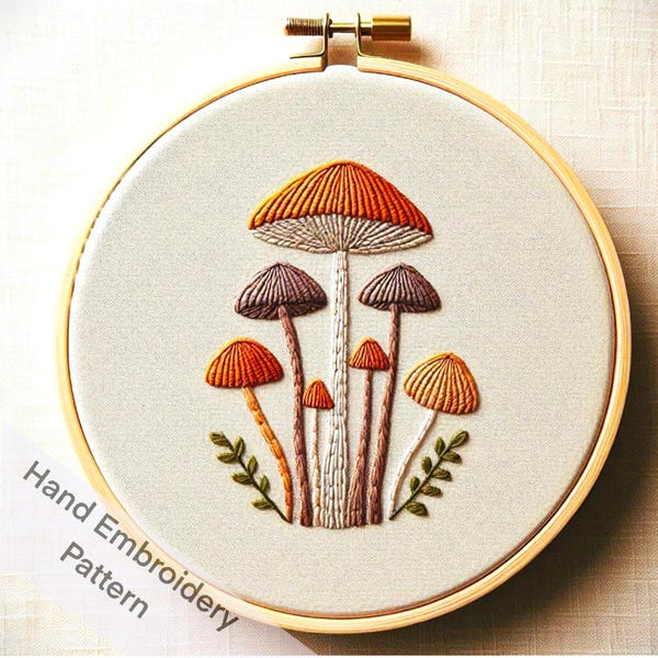 Mushroom Embroidery Pattern - Etsy