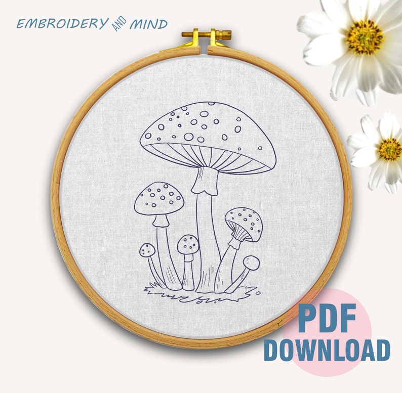 Toadstool Mushroom Hand Embroidery Patterns Design Instant Download PDF ...