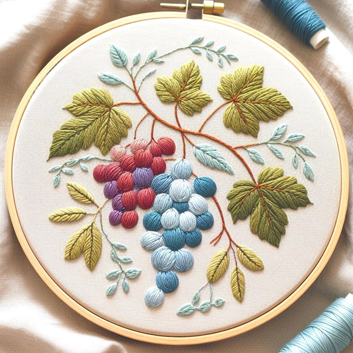 Juicy Grapes Hand Embroidered Patterns Digital Files Easy Download ...