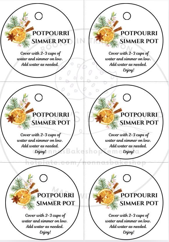 PDF Potpourri Simmer Pot Gift Tags - Etsy