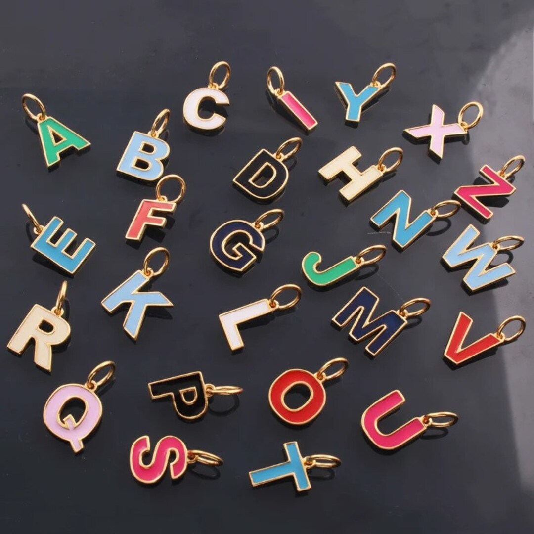 Enamel 925 Sterling Vermeil Alphabet Pendant, A to Z" Letter Charm ...