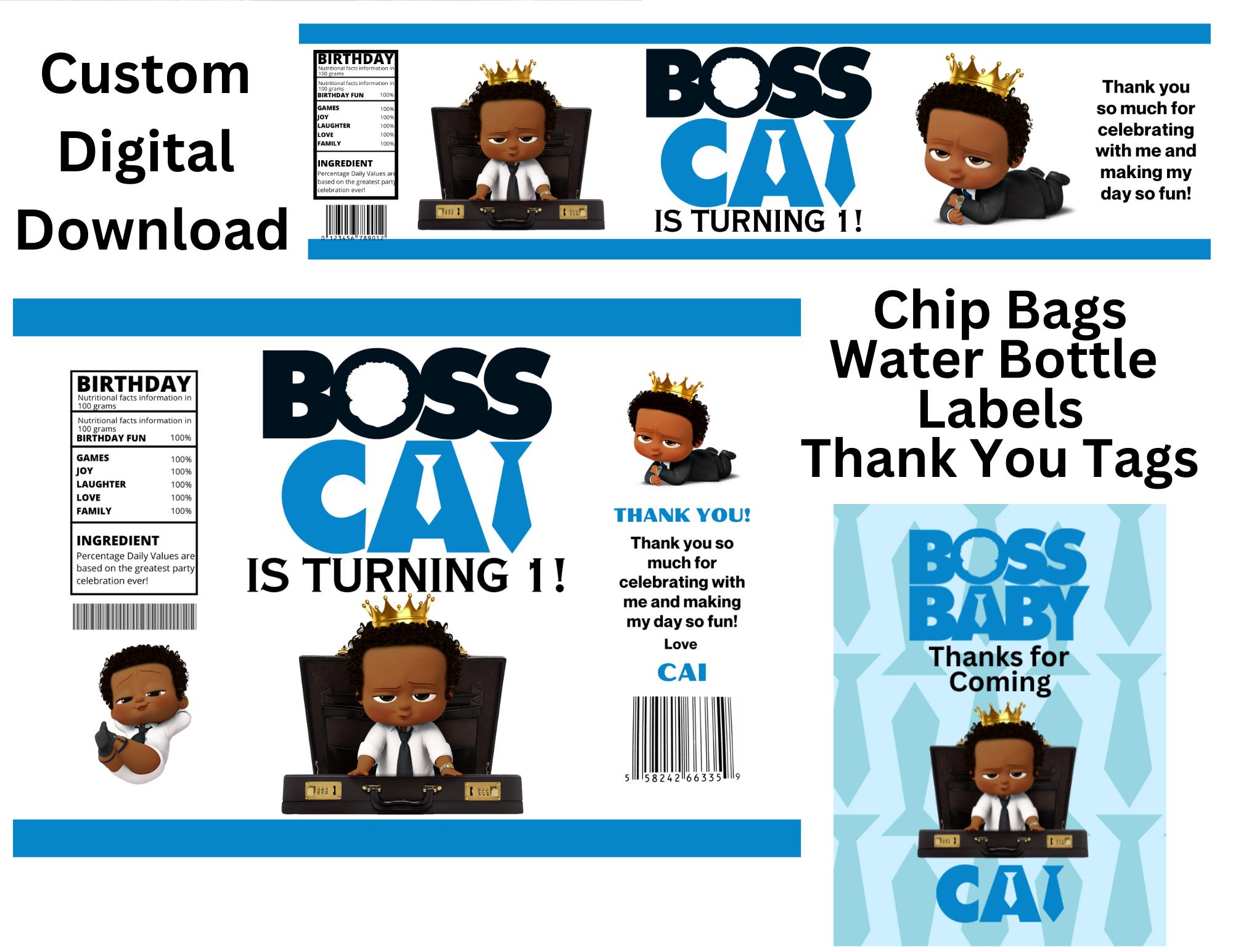 Boss Baby Party Favor Labels – Custom Chip Bag & Water Bottle Wrappers ...