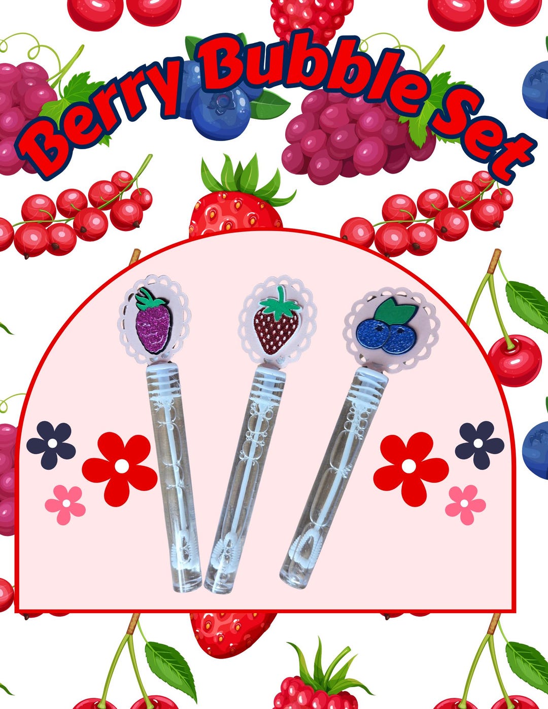 Berry-themed Mini Bubble Wands With Berry Topper | Party Favor Bubbles ...