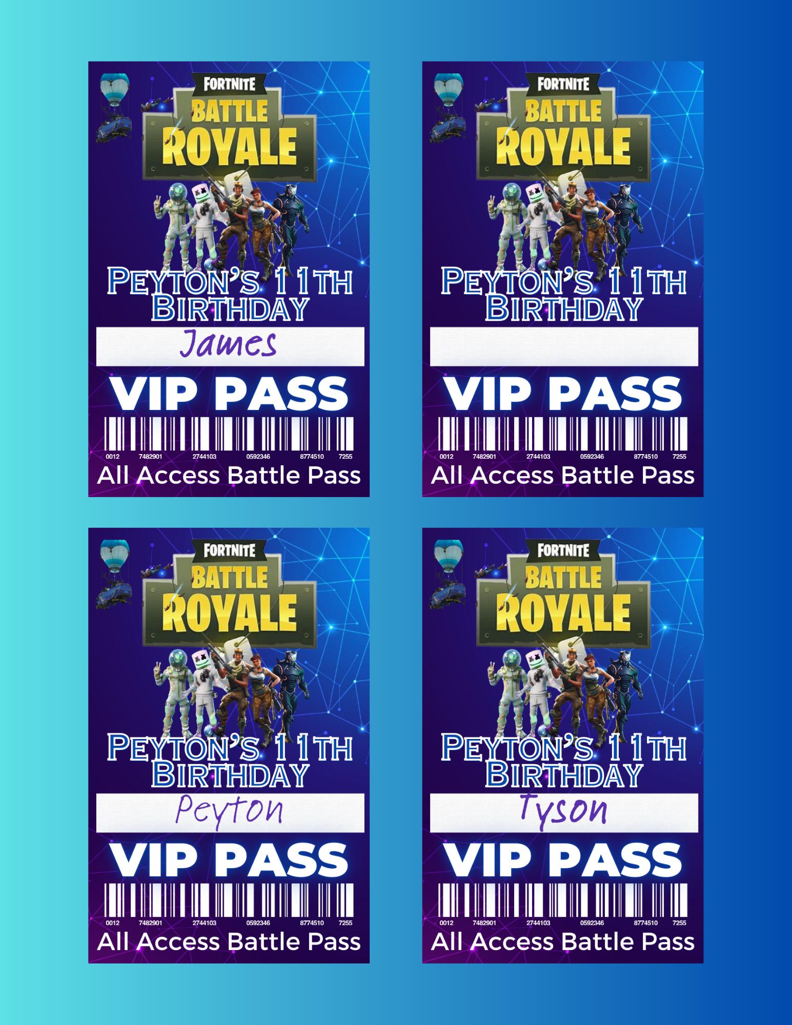 Fort Gaming VIP Badge for Boy's Birthday Party, All Access Pass for ...