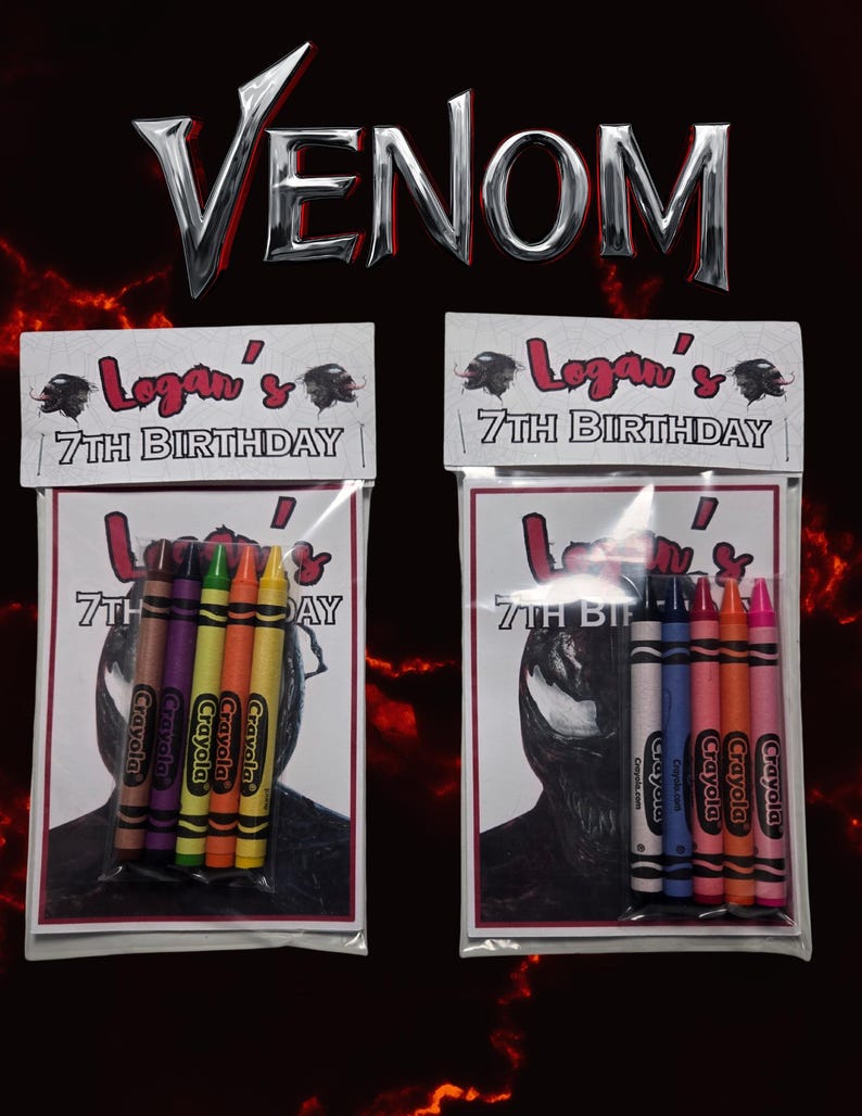 Custom Venom Inspired Birthday Coloring Pack: Personalized Party Favor ...