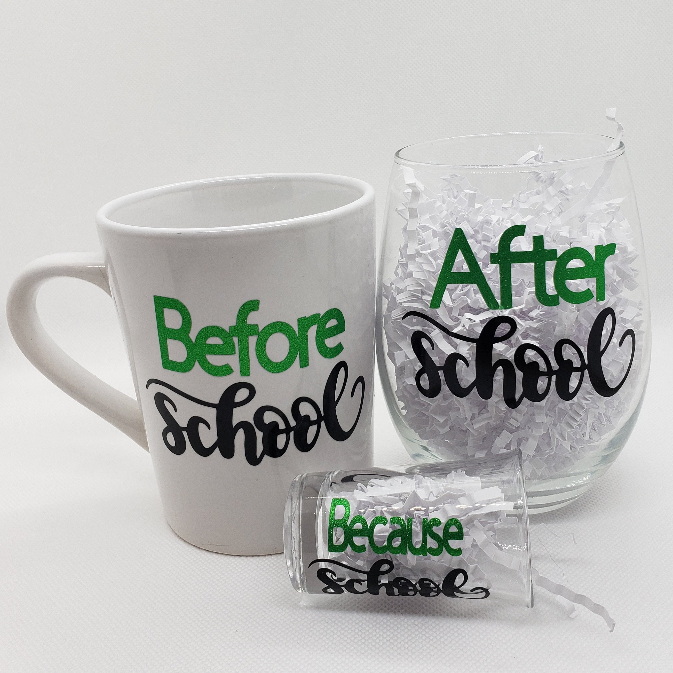 Teacher Cup Set | Teacher Wine Glass Mug & Shot Glass | Before School ...
