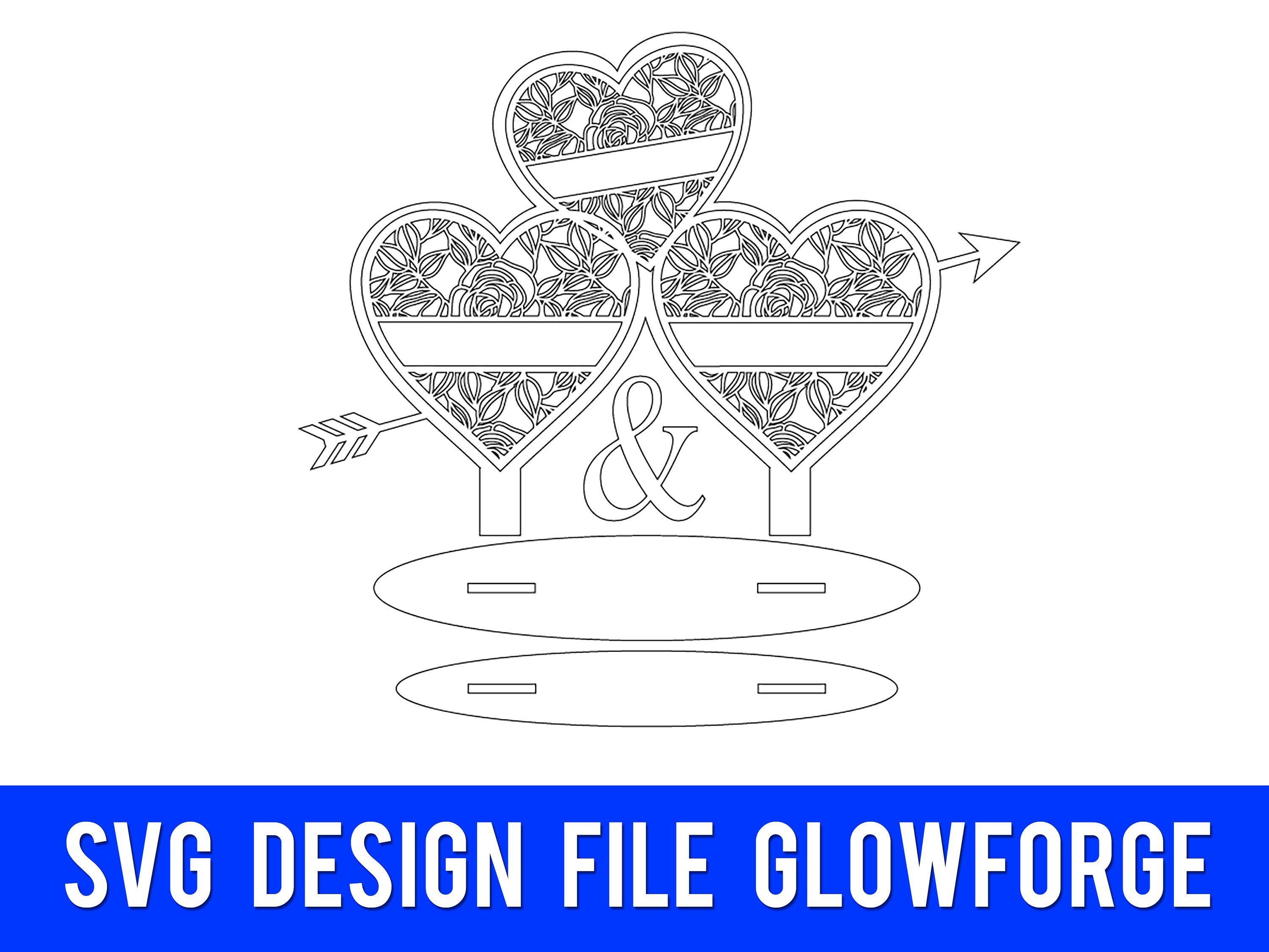 Three Hearts Digital SVG Design File Glowforge Laser - Etsy