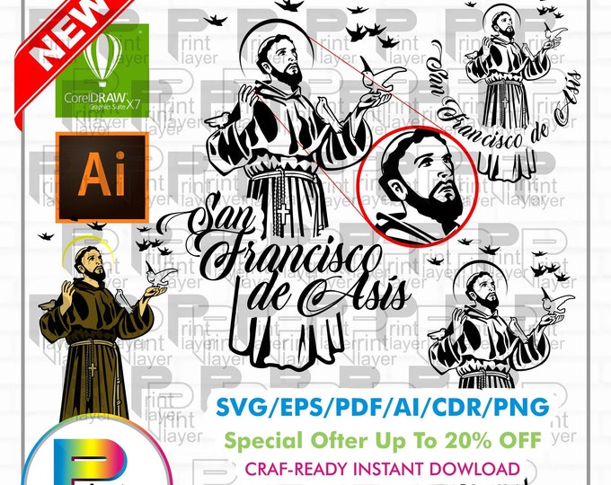 Saint Francis De Assisi Doodle Print. Printable Minimalist San ...