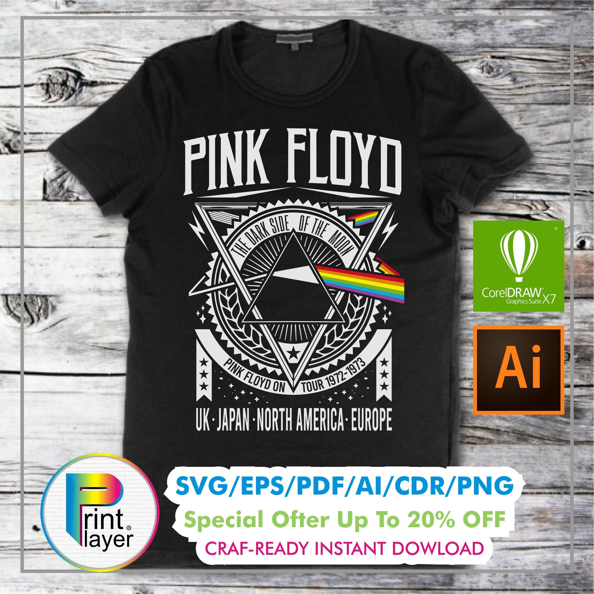PINK FLOYD Clipart Instant Download svg Eps Pdf Ai Cdr Png Ready to ...